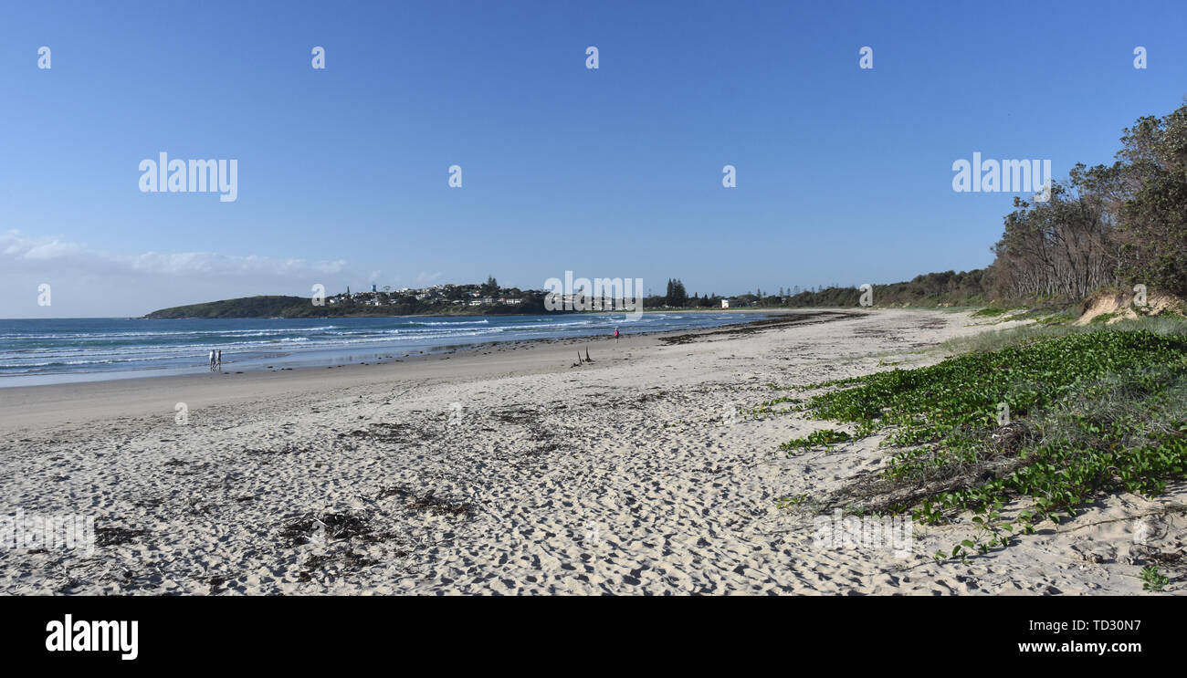 Panoramic landscape of Woolgoolga, Woolgoolga Headland and beach in New ...