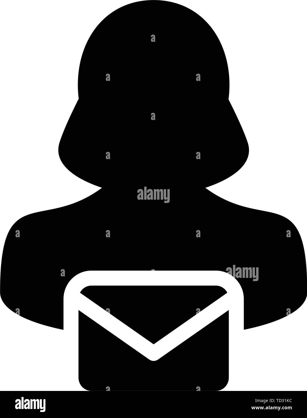 Newsletter icon vector female user person profile avatar with envelope ...