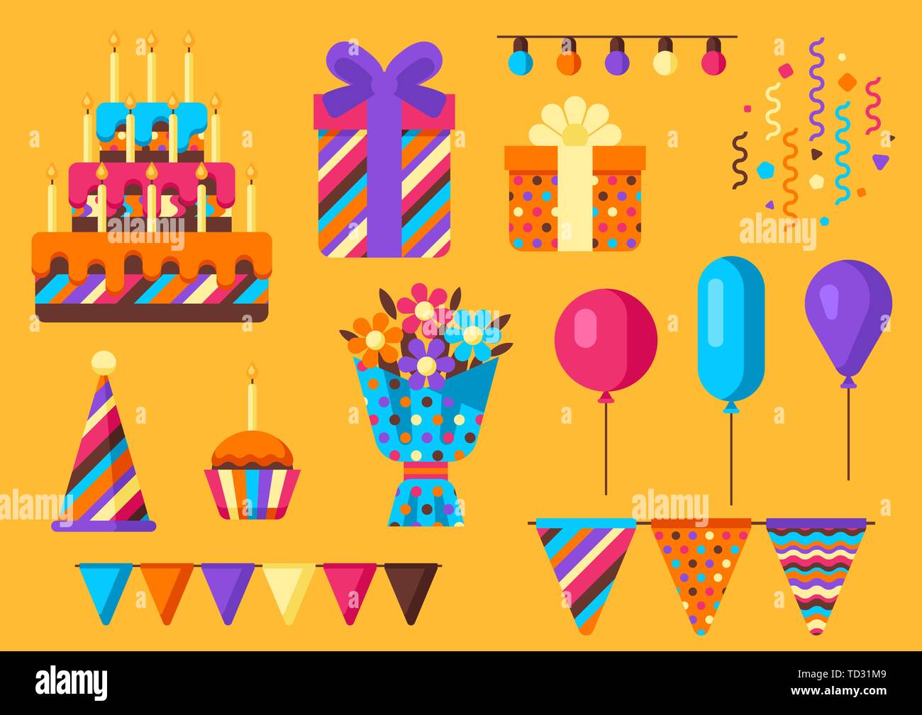 Happy birthday icon set Stock Vector Image & Art - Alamy