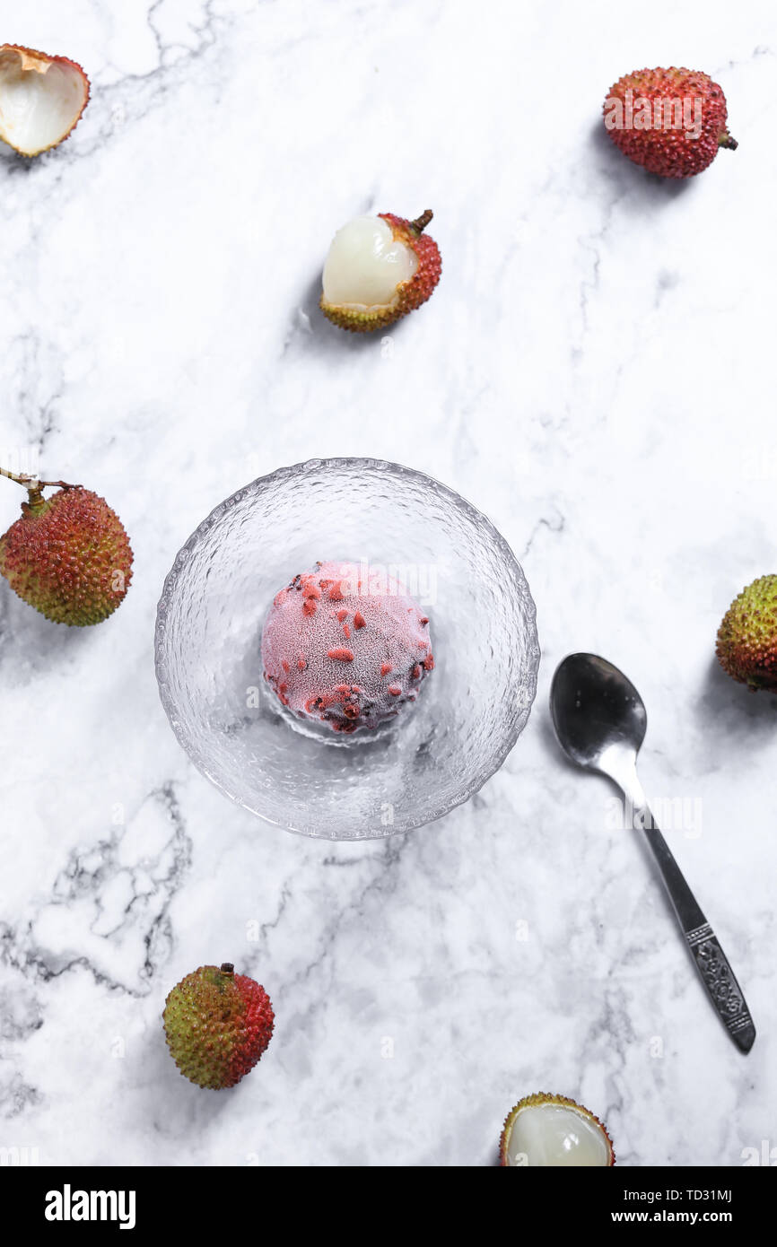 Litchi ice cream Stock Photo - Alamy