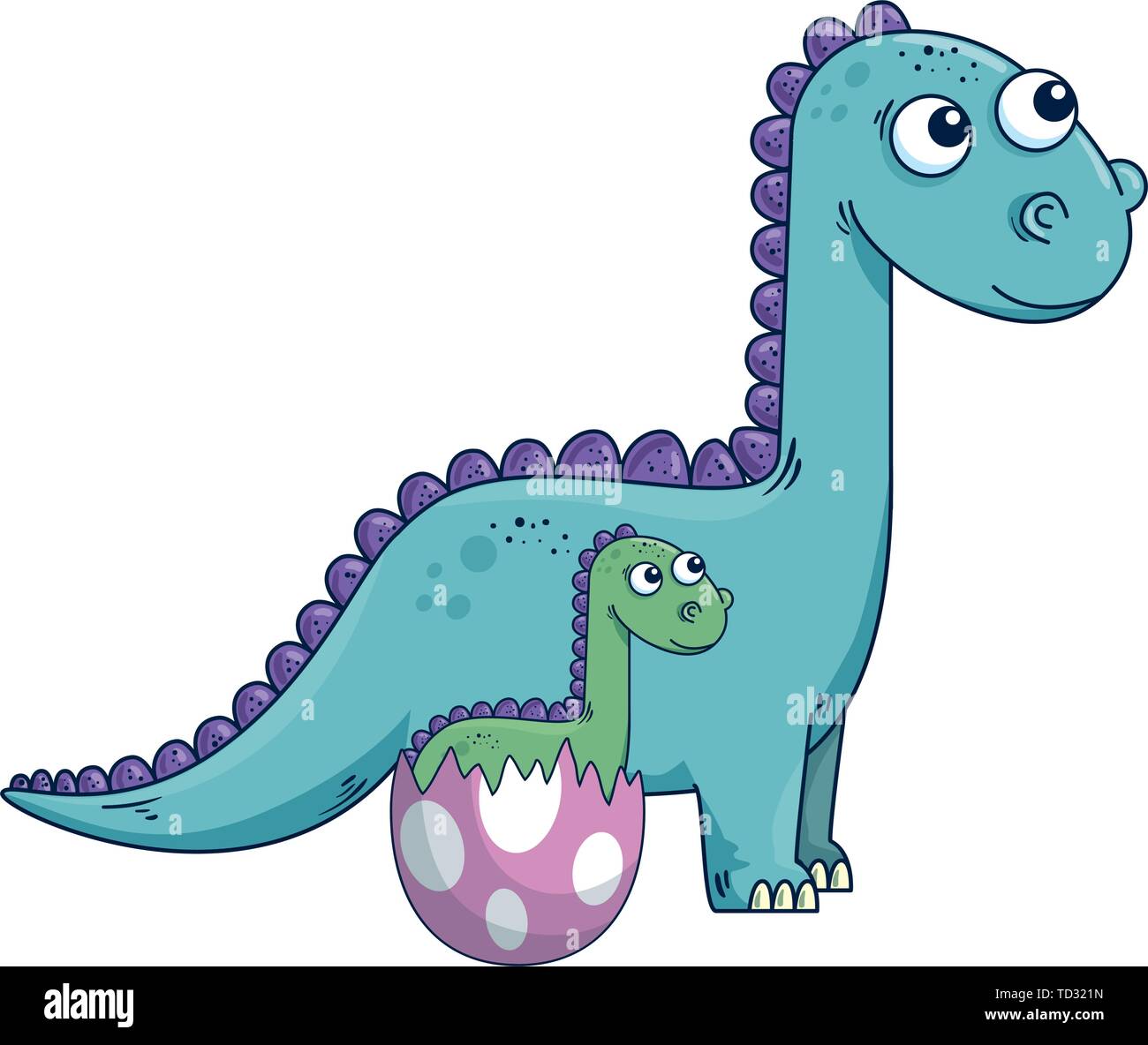 mother diplodocus with baby breaking the shell egg Stock Vector Image ...