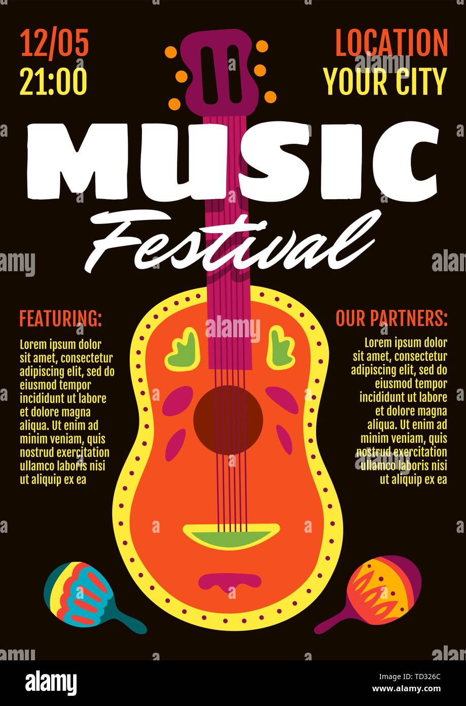 Music festival show poster or invitation flyer design template ...