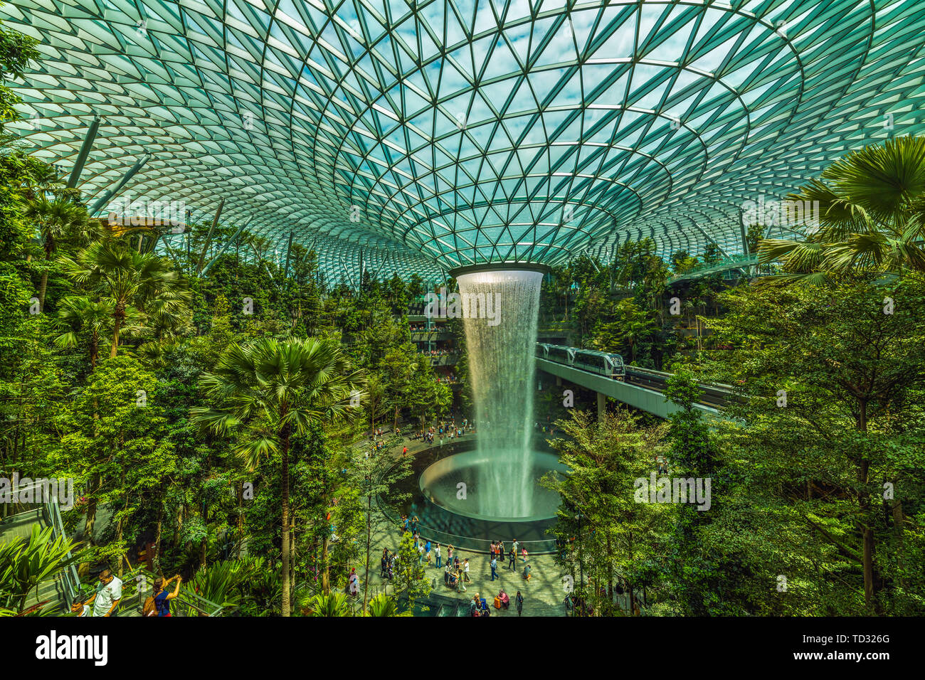 Singapore,Singapore - April 20, 2019 : Jewel Changi Aiport connecting ...