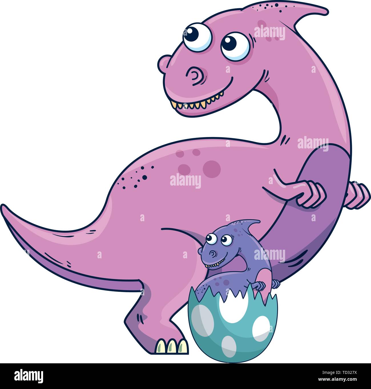 cute mother dinosaur with baby breaking the shell egg Stock Vector ...