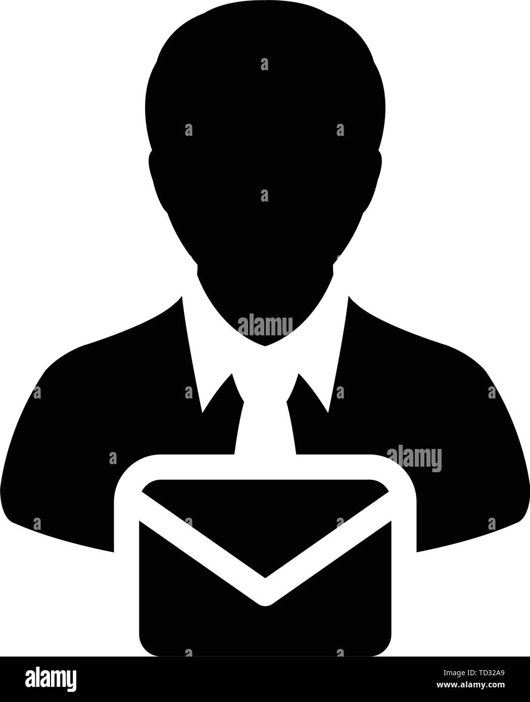 Worker icon vector male user person profile avatar with envelope symbol ...