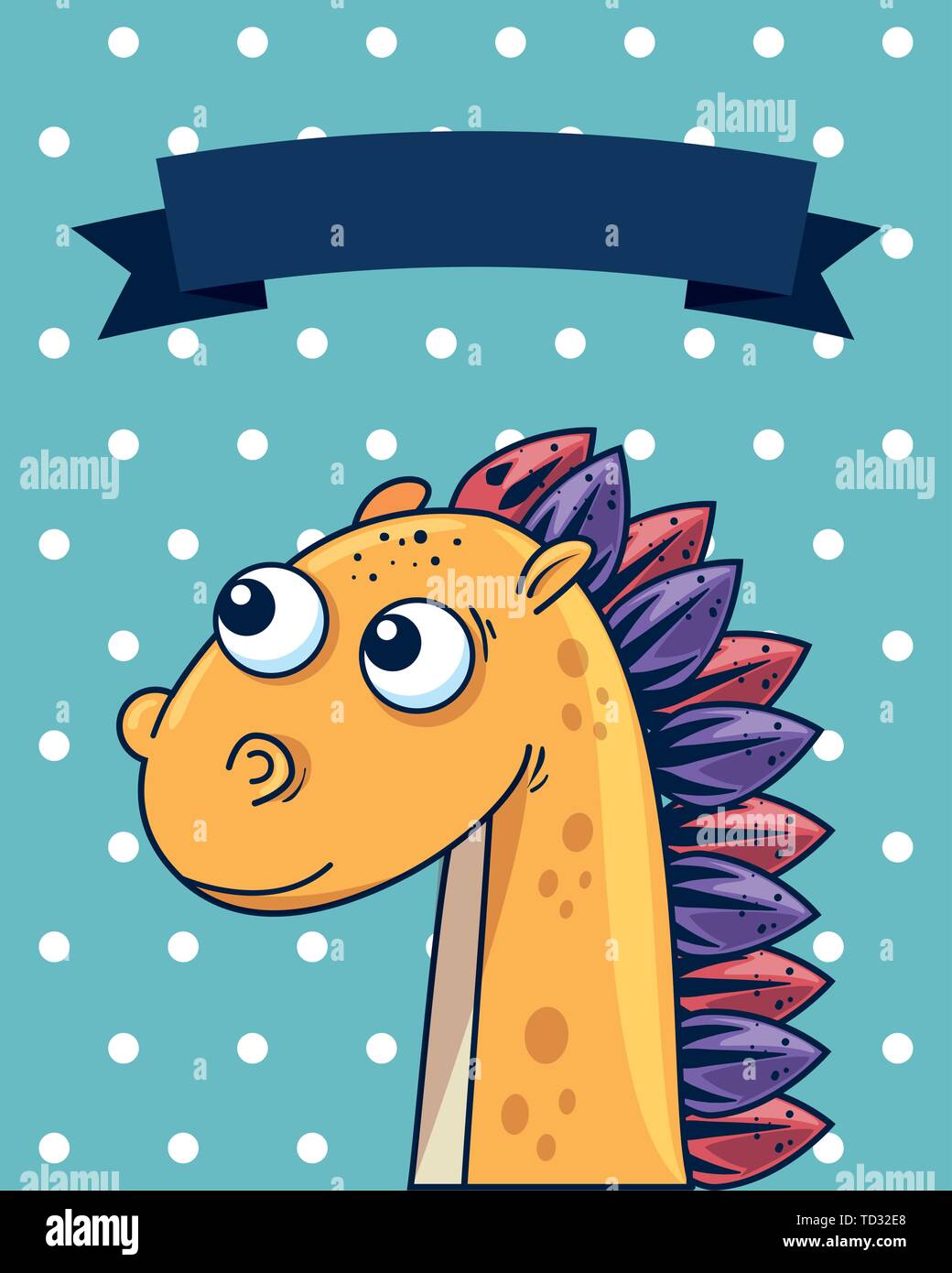 cute diplodocus with ribbon frame poster Stock Vector Image & Art - Alamy