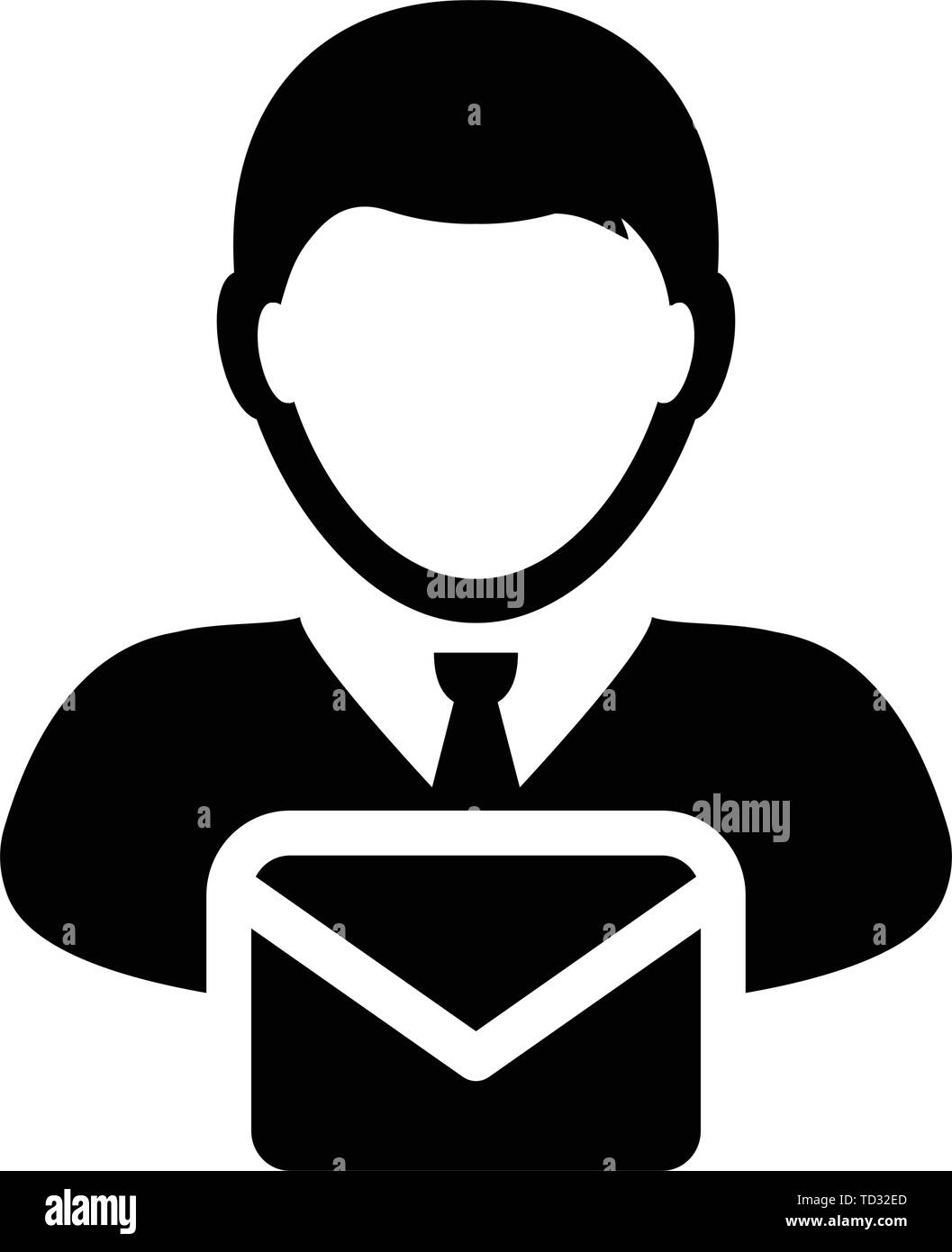 Customer icon vector male user person profile avatar with envelope ...