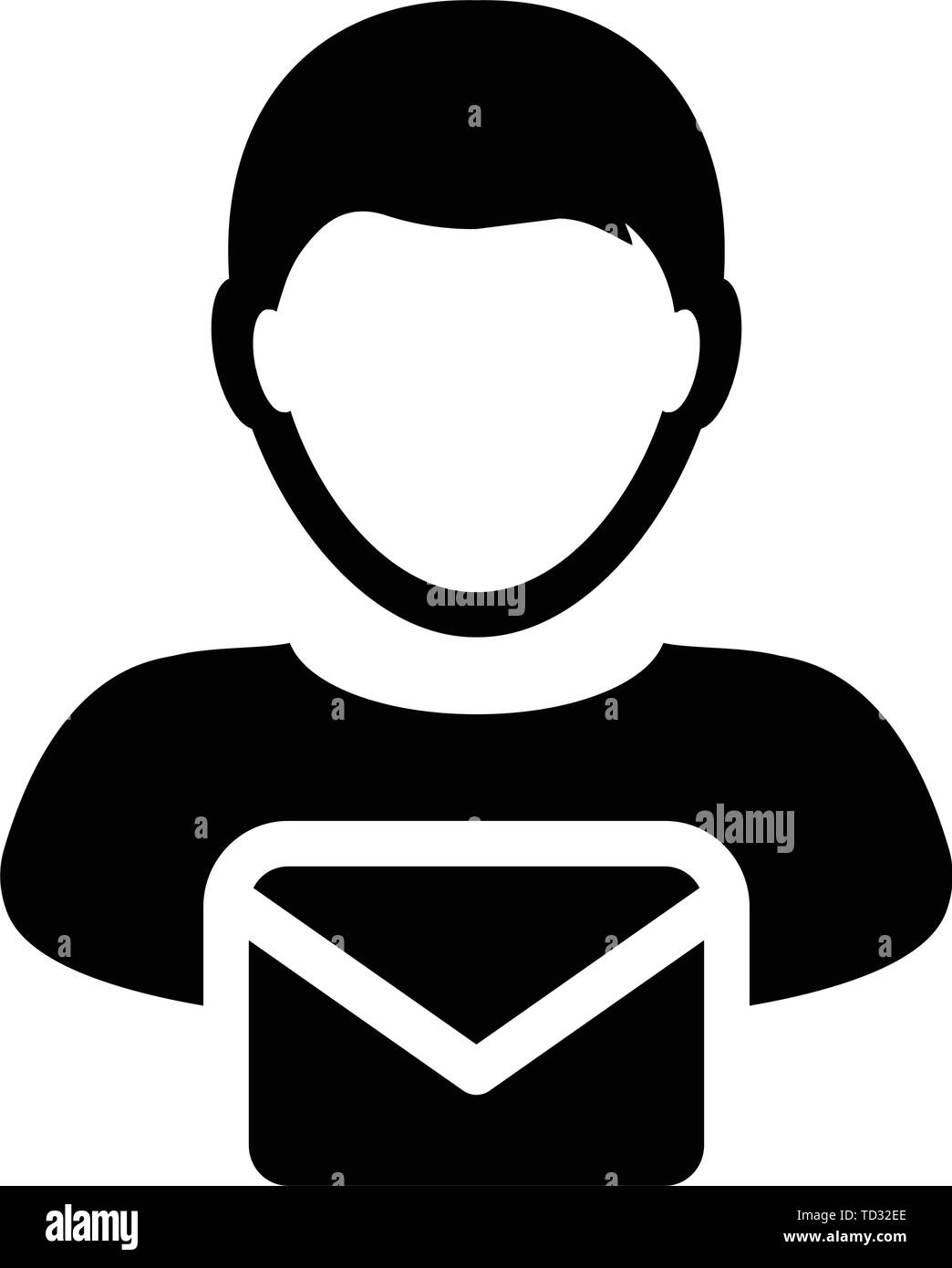 Post icon vector male user person profile avatar with envelope symbol ...