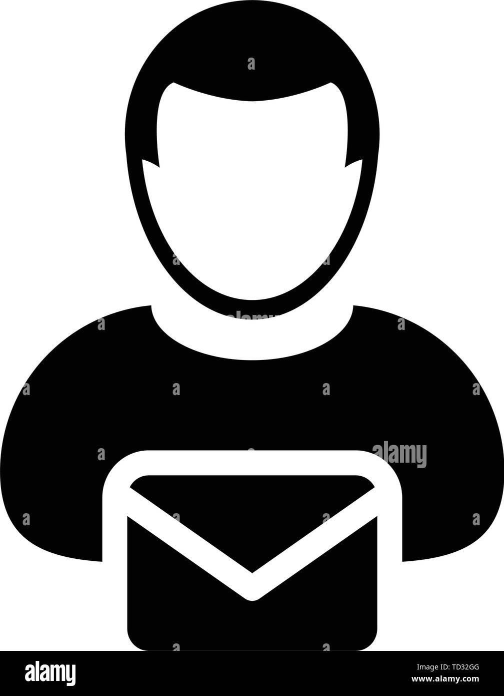 Email icon vector male user person profile avatar with envelope symbol ...