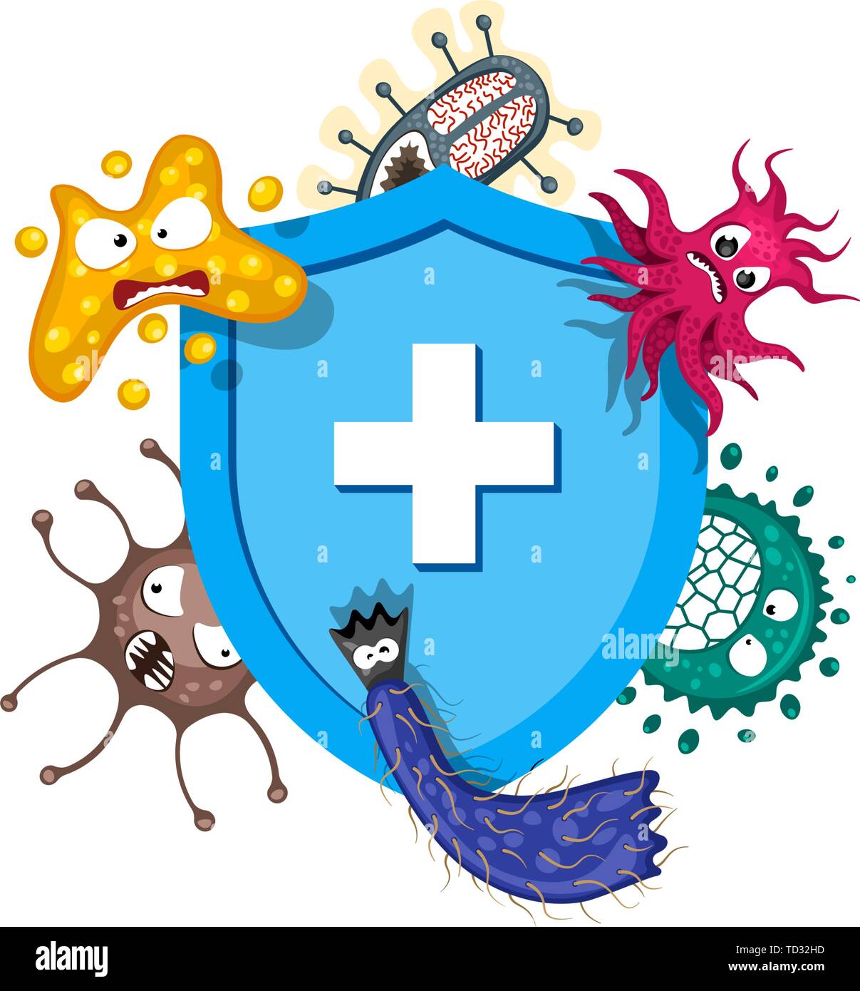 Immune System Concept Hygienic Medical Blue Shield Protecting From