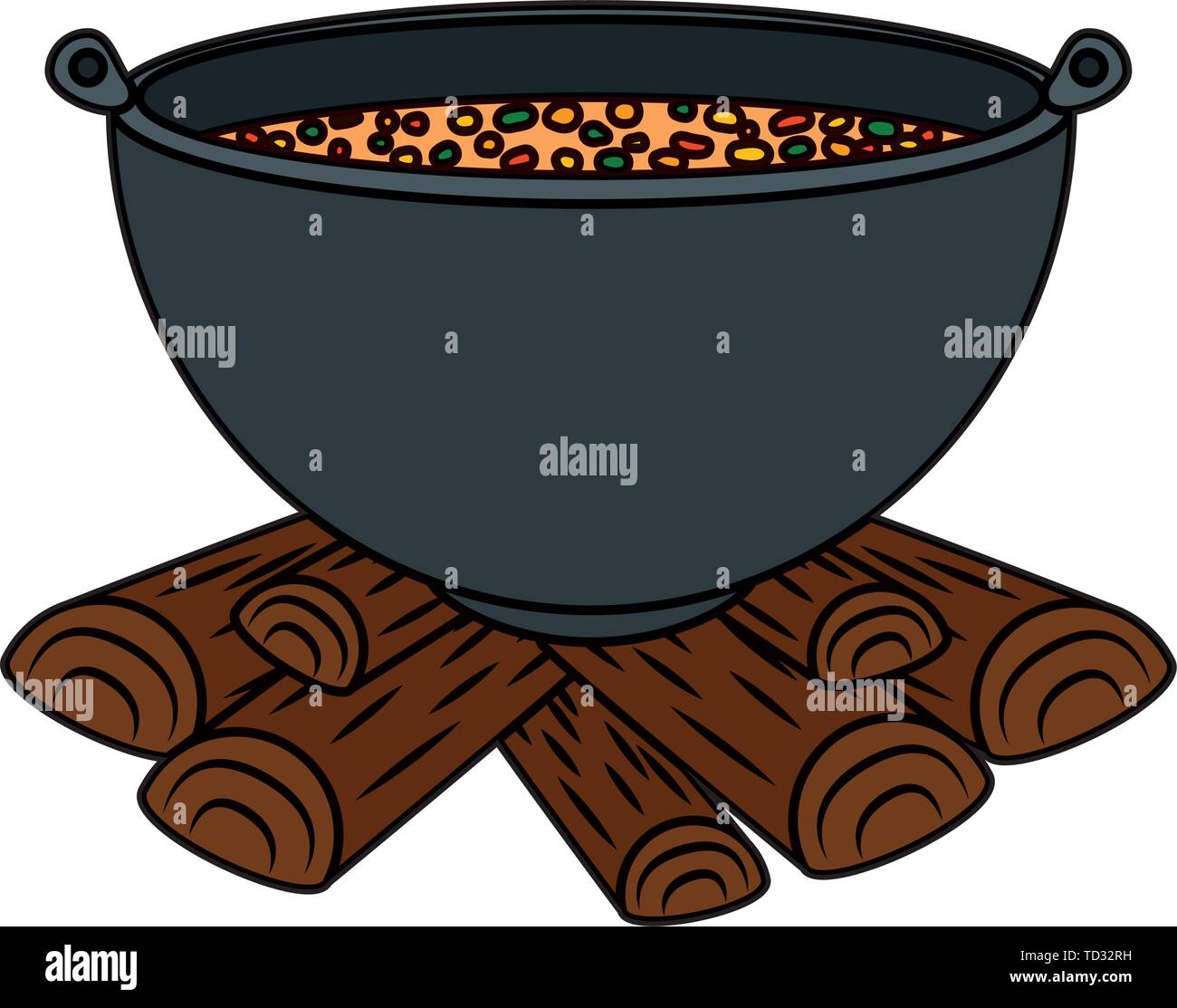 Burning fire wood cook food Stock Vector Images - Alamy