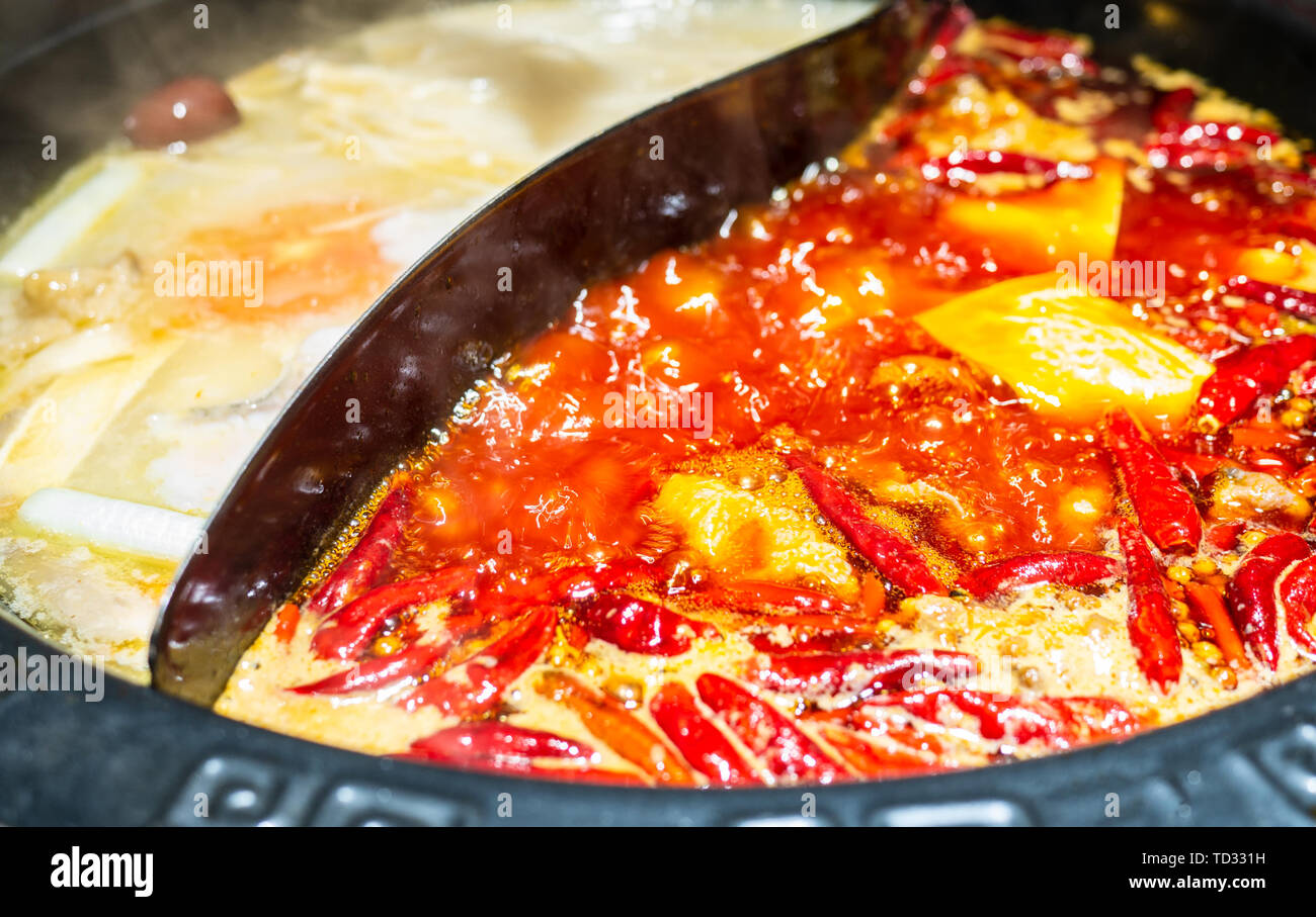 Hot pot base mandarin duck pot bottom Stock Photo - Alamy