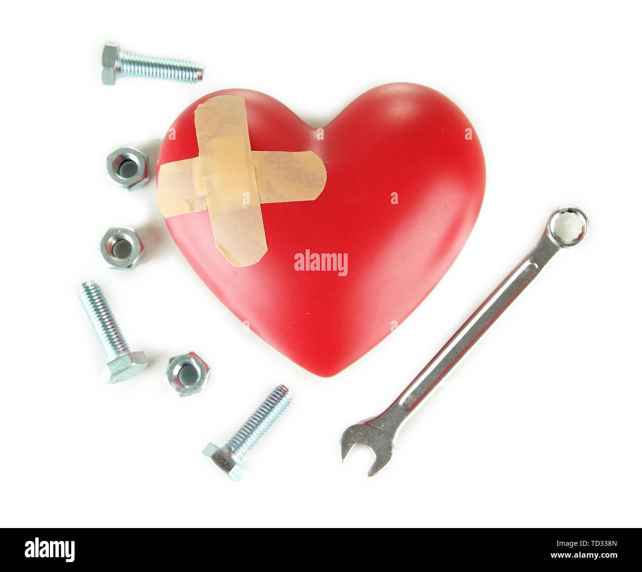 Heart and tools. Concept: Renovation of heart. Isolated on white Stock ...
