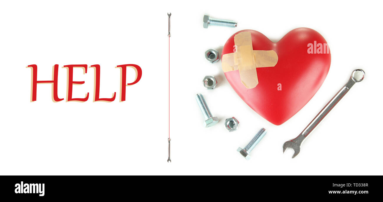 Heart and tools isolated on white. Concept: Renovation of heart Stock ...