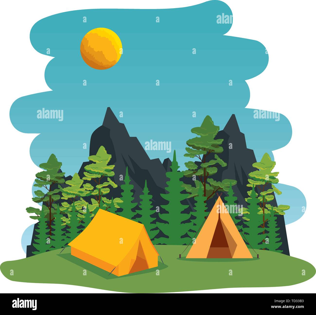 camping zone with camping tent scene Stock Vector Image & Art - Alamy