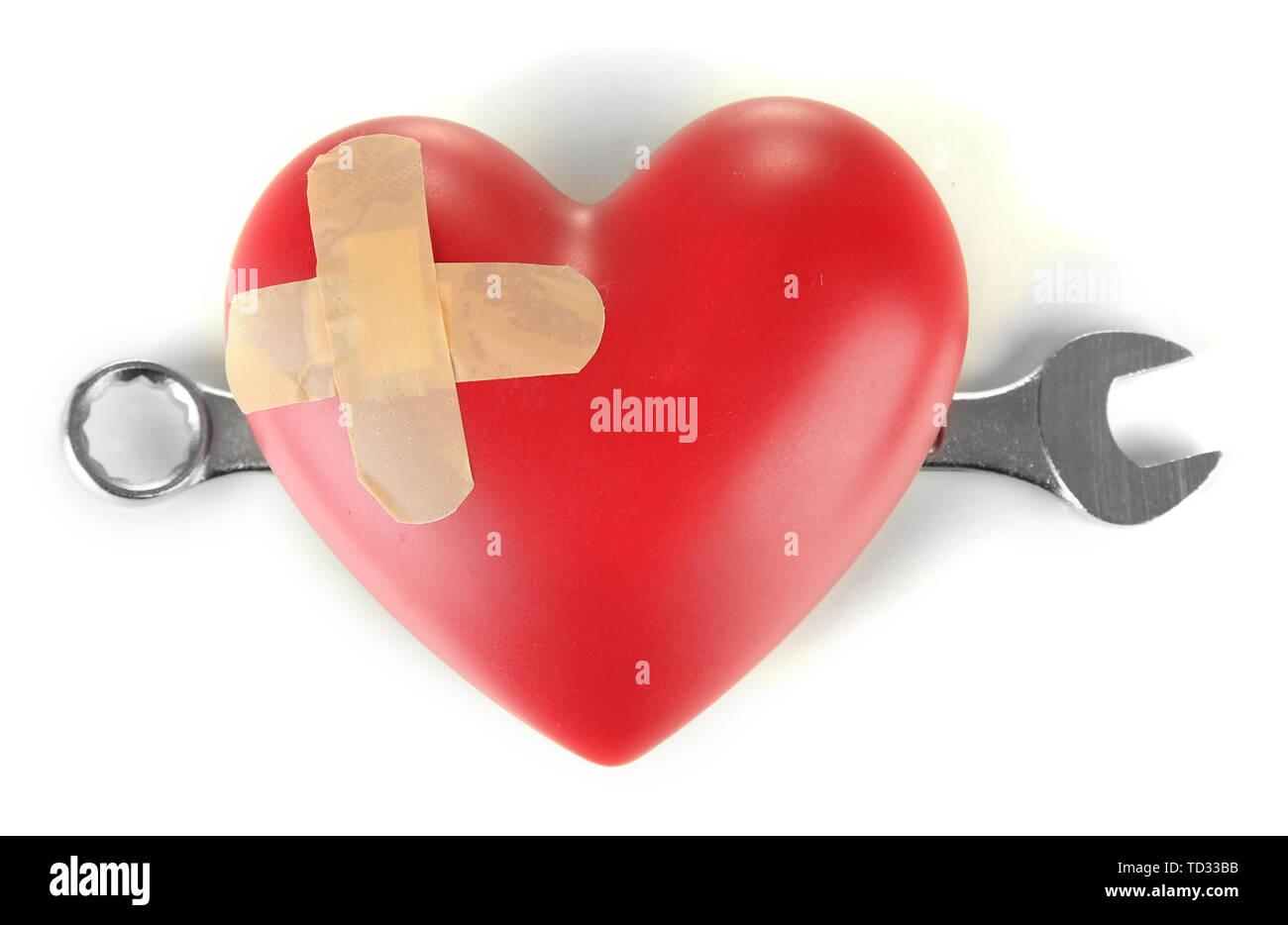 Heart and tools. Concept: Renovation of heart. Isolated on white Stock ...