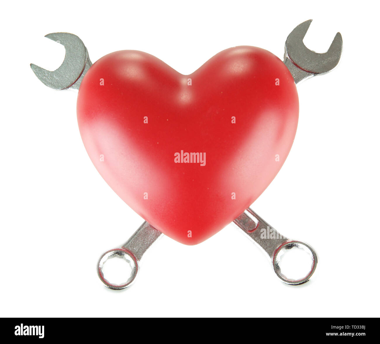 Heart and tools. Concept: Renovation of heart. Isolated on white Stock ...