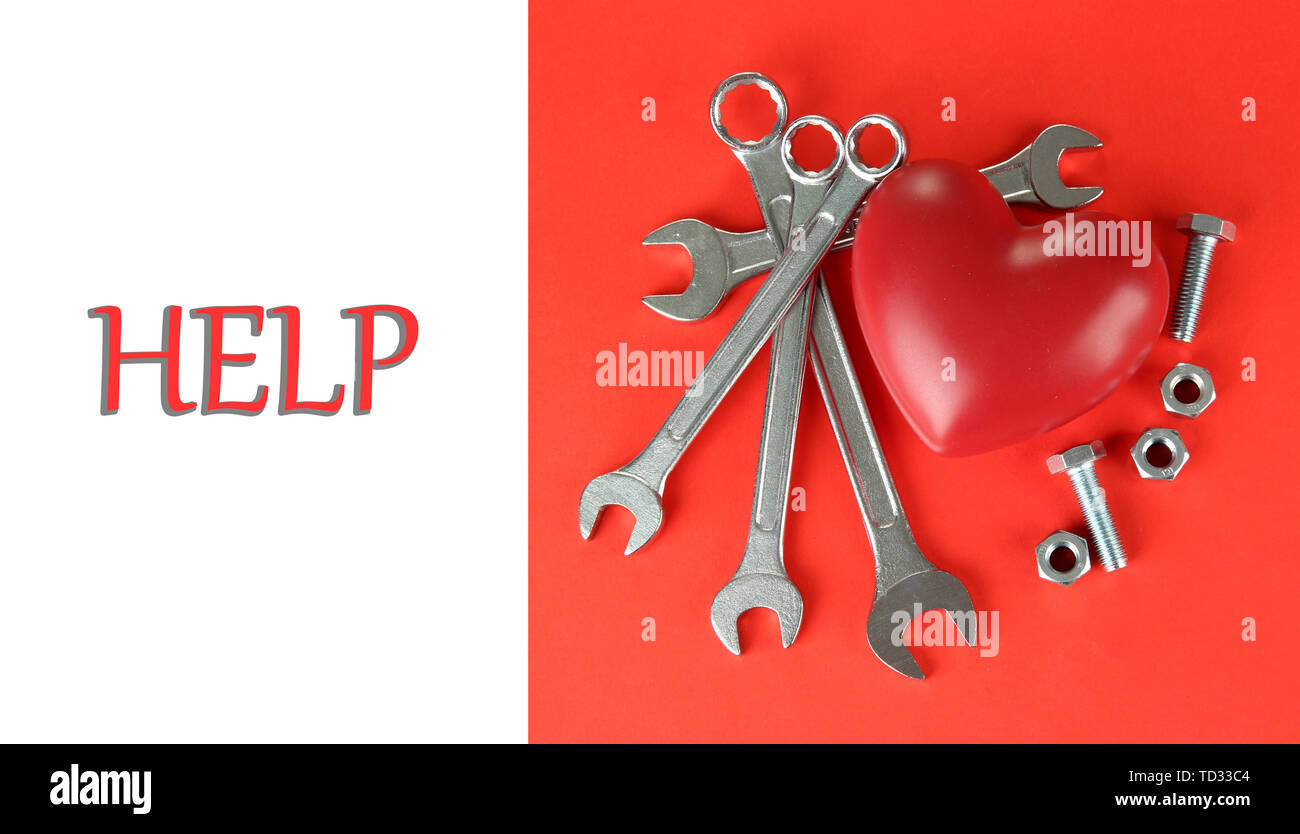Reconstruction of heart tools on color background Stock Photo - Alamy