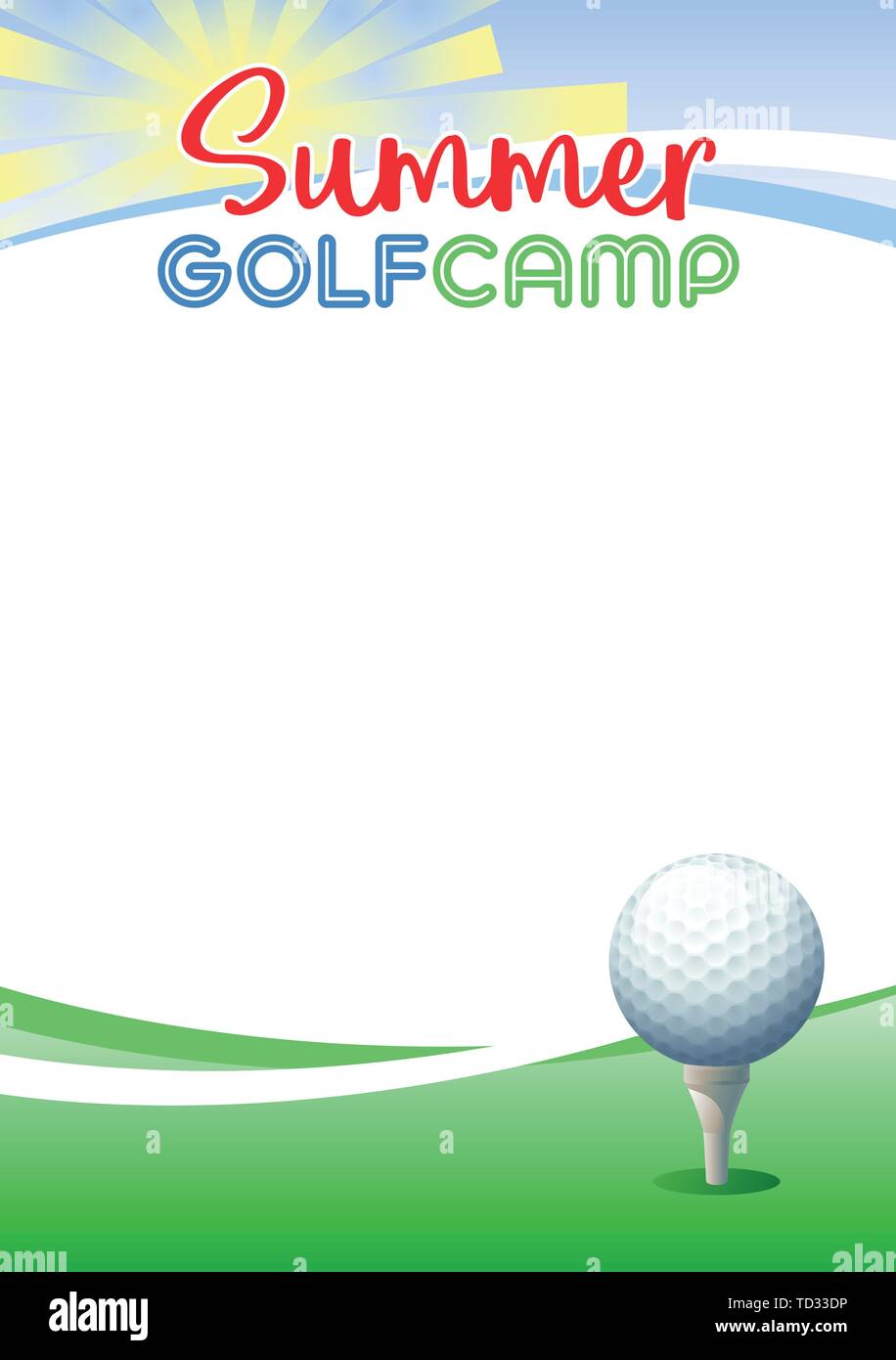 Summer Golf Camp. Template poster with realistic golf ball. Place for ...