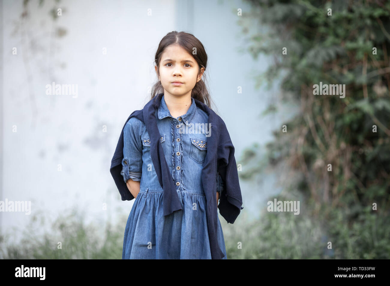 Little girl losted home and get lost. Child is confused and upset Stock ...