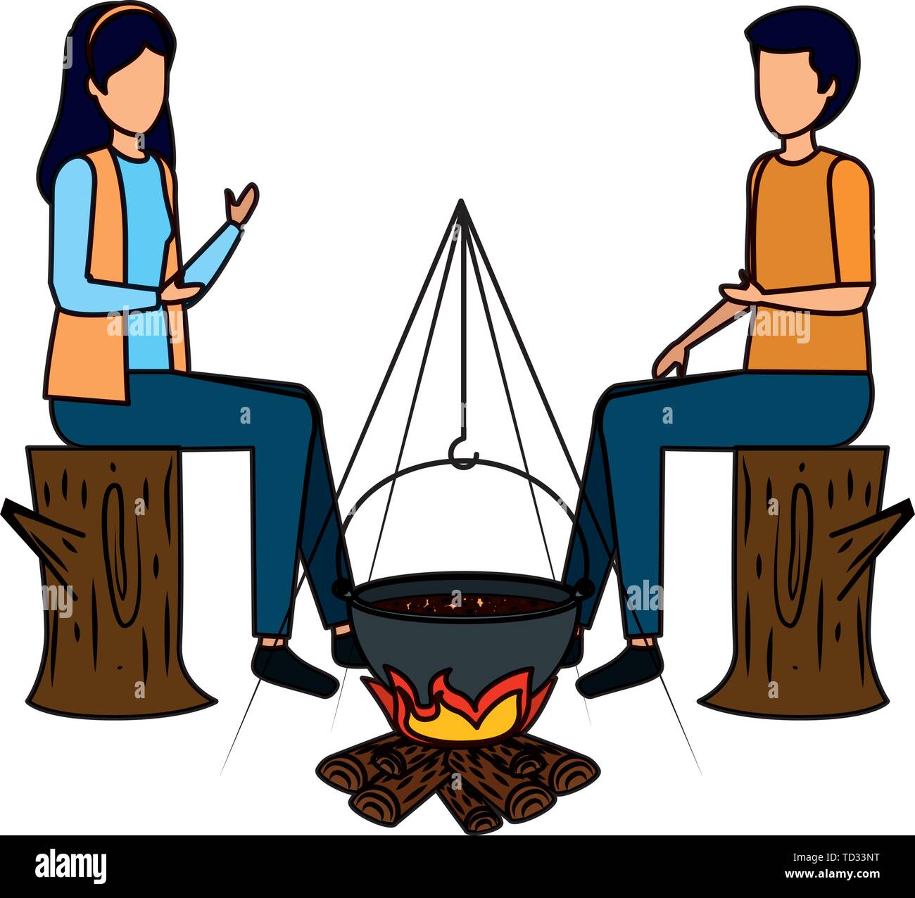 Wood burning in campfire Stock Vector Images - Alamy