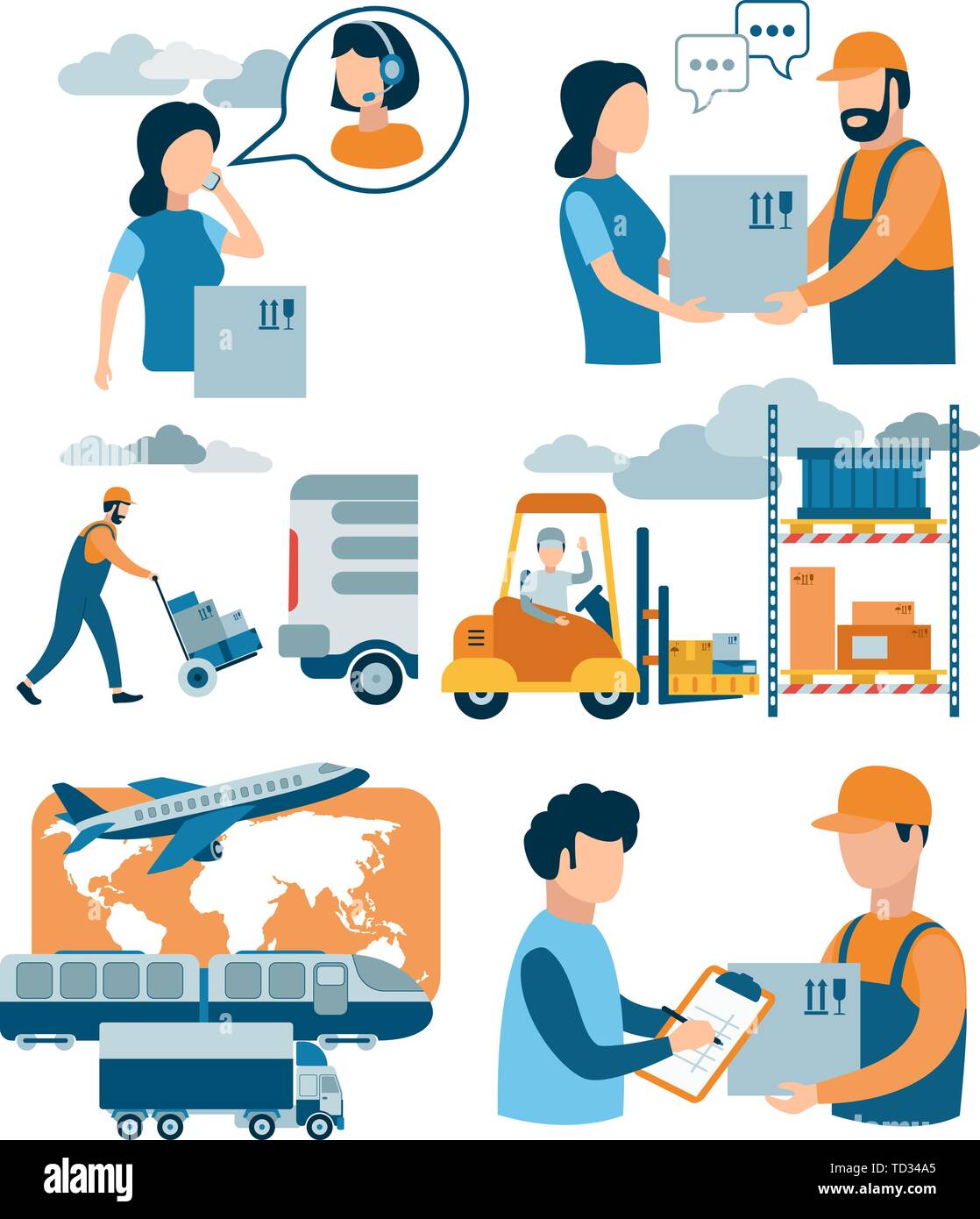 Concept for delivery service, e-commerce, online shopping, receiving ...