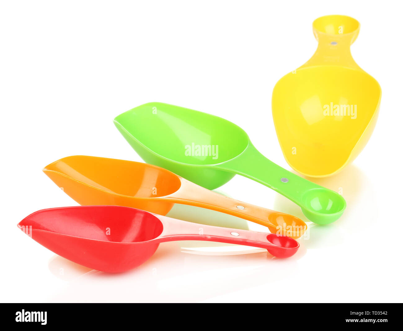 Empty measuring cups for washing powder isolated on white Stock Photo ...