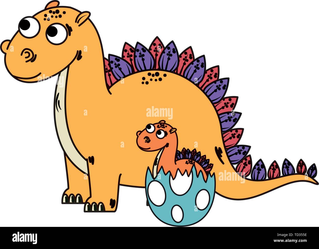 mother diplodocus with baby breaking the shell egg Stock Vector Image ...
