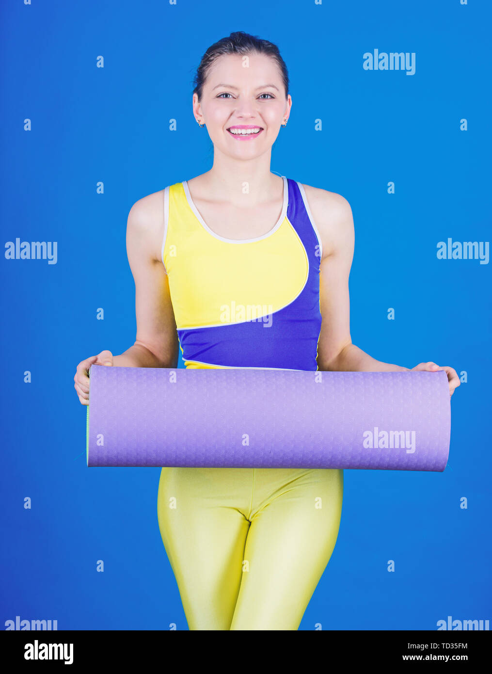 Balance your life. Health diet. Success. Sporty woman training in gym ...