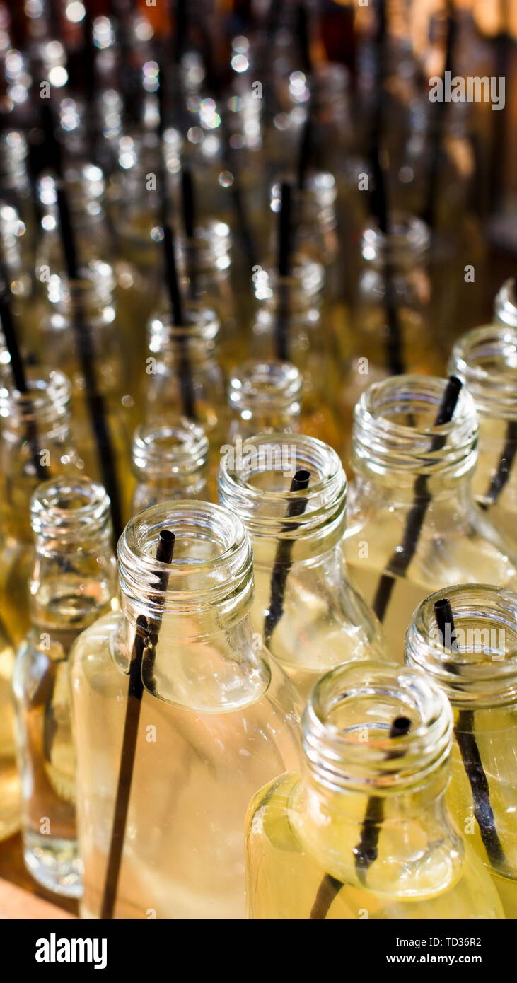 Alcohol cocktails, shots in drinking bottles Stock Photo - Alamy