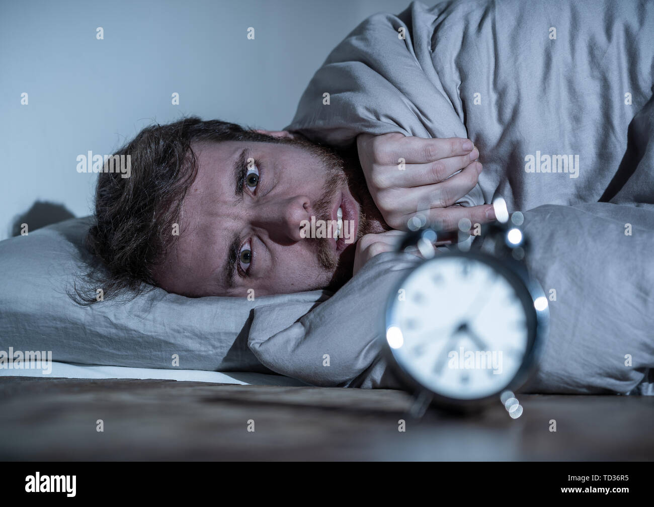 Mental health, Insomnia and sleeping disorders. Frustrated and hopeless ...