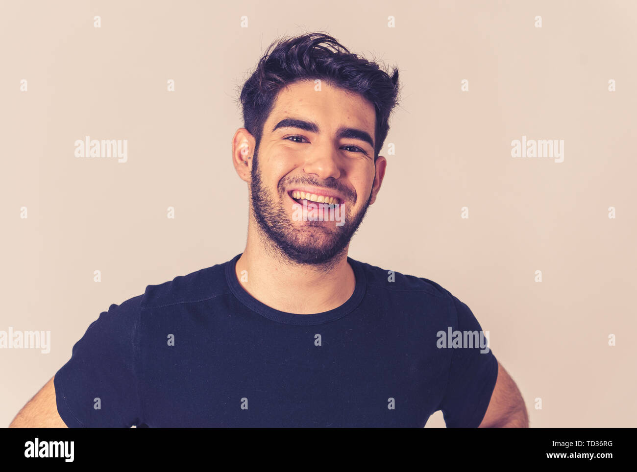 Positive human facial expressions and emotions. Portrait of handsome ...