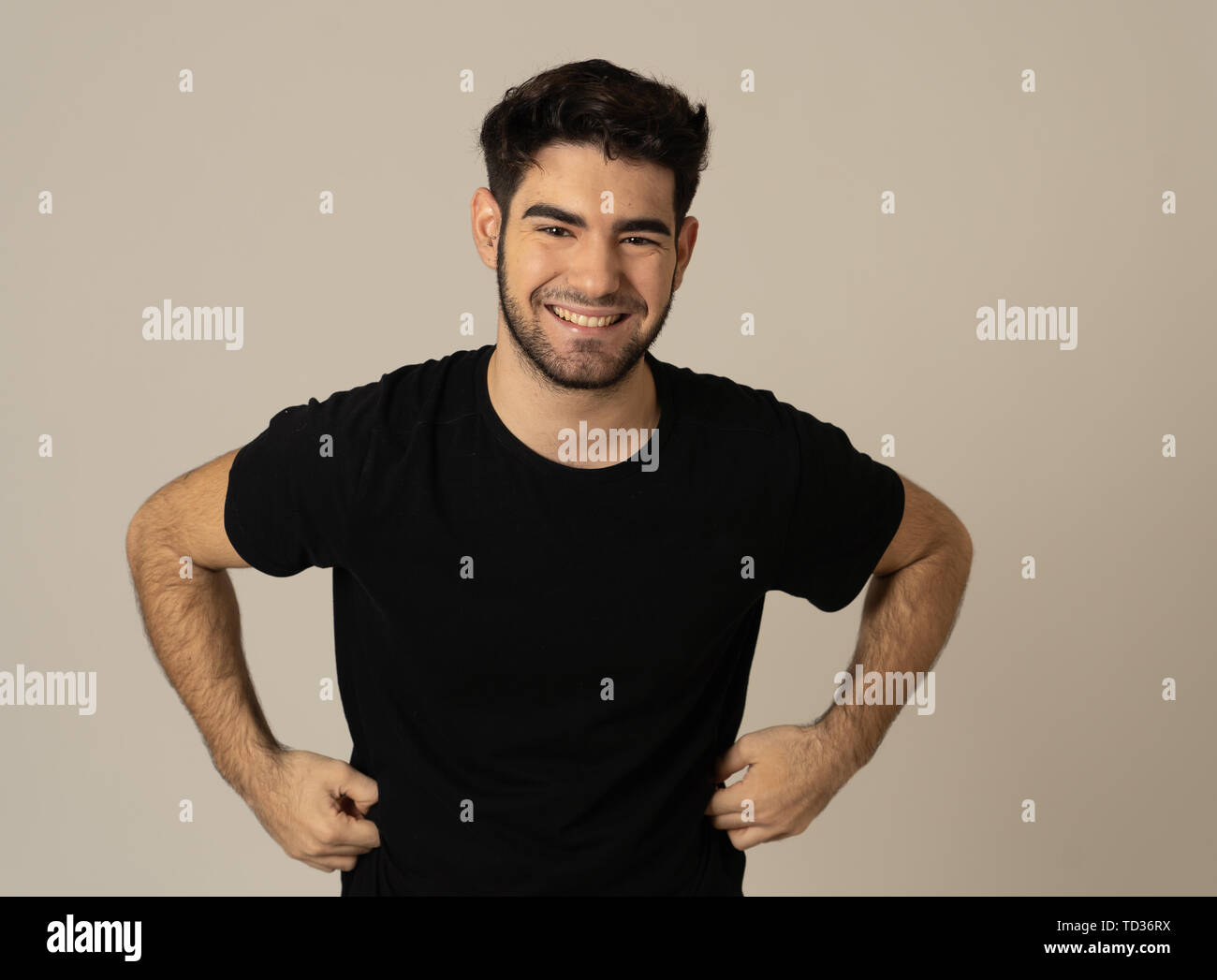 Positive human facial expressions and emotions. Portrait of handsome ...