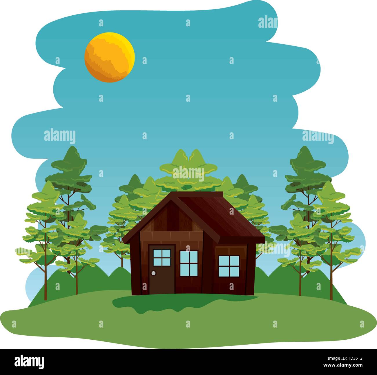 Log cabin scene Stock Vector Images - Alamy