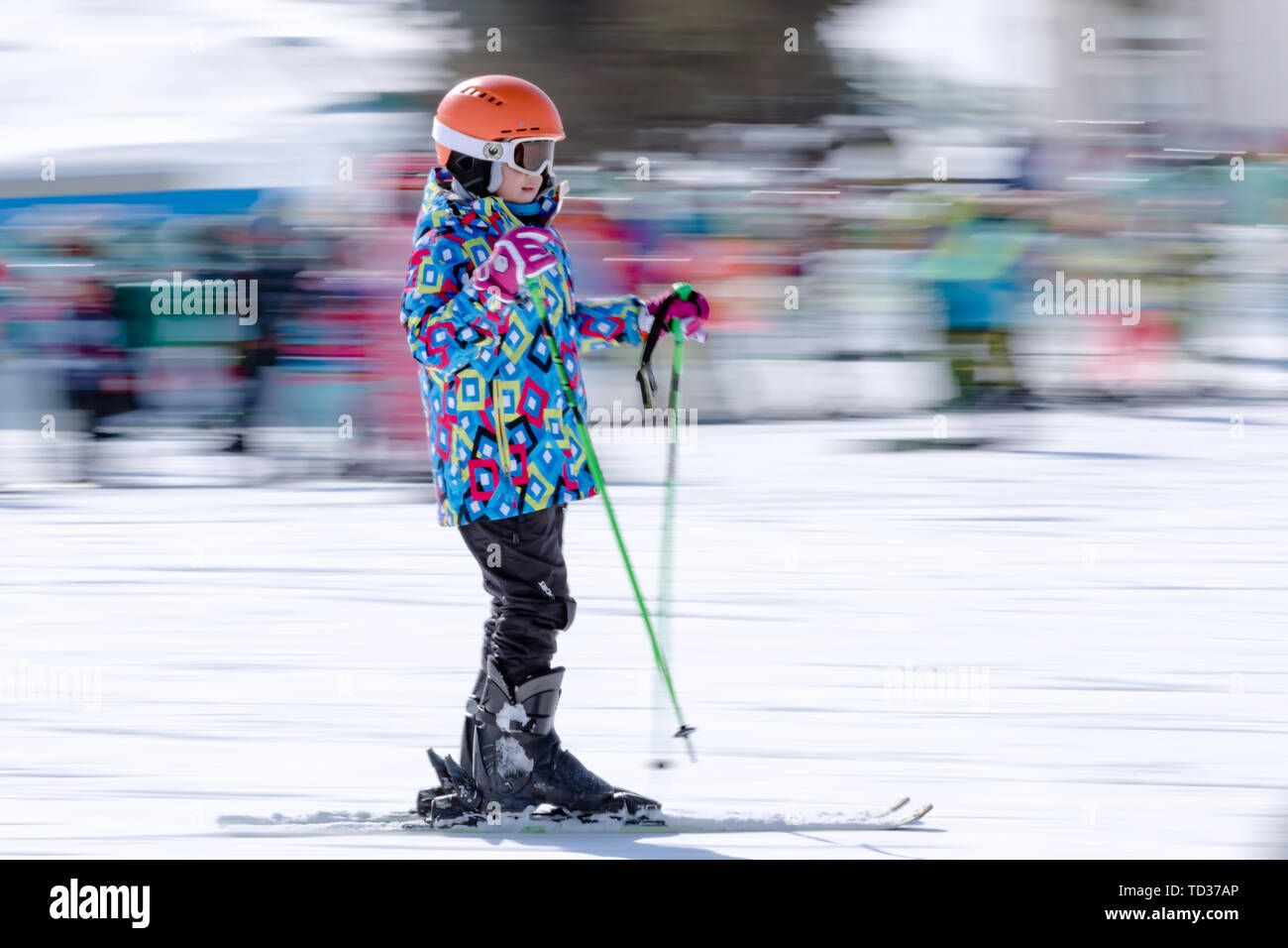 Kids, skiing, portraits Stock Photo - Alamy