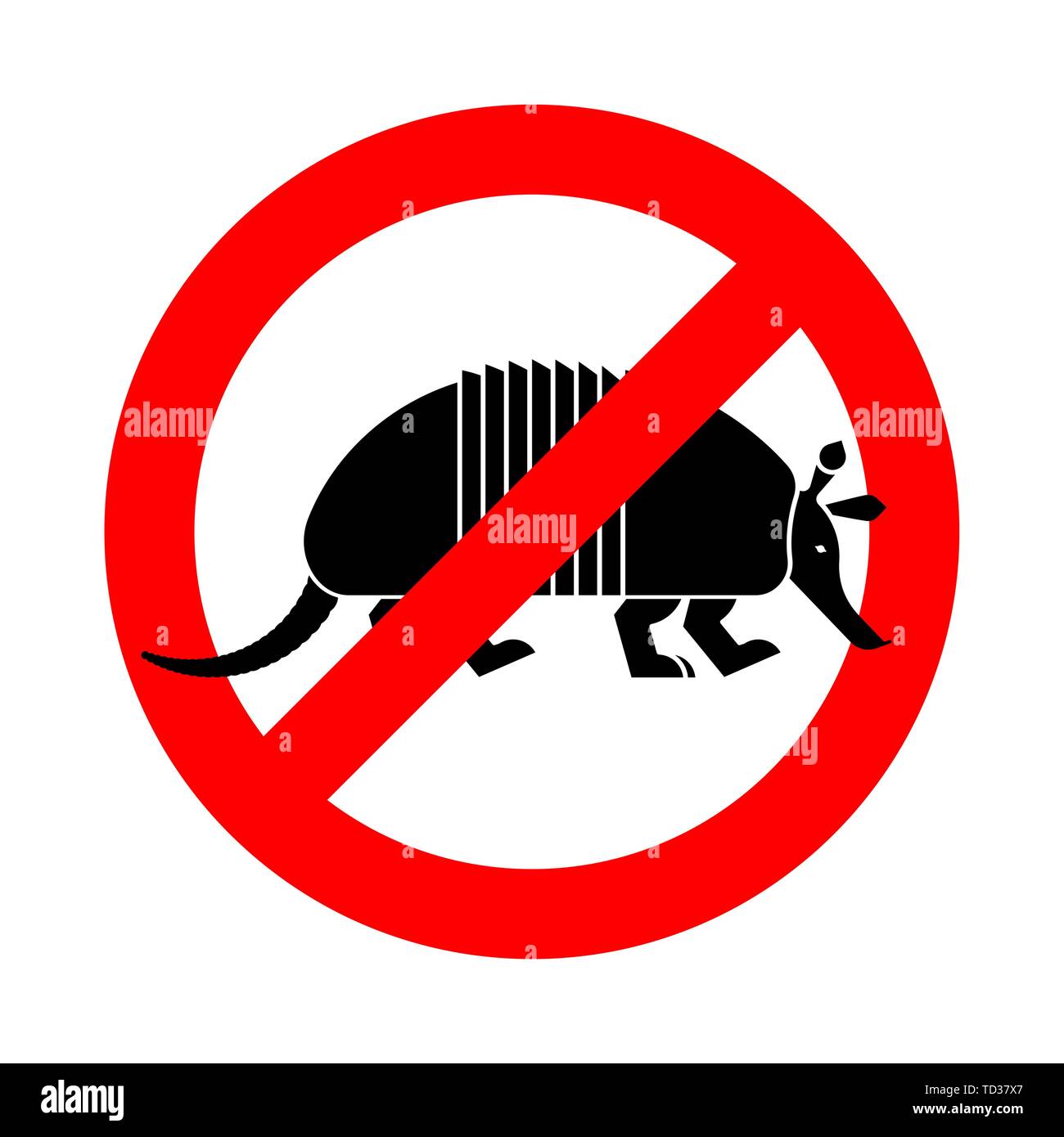 Stop armadillo. Ban Nine-hip Armadillo. Red prohibition road sign Stock ...