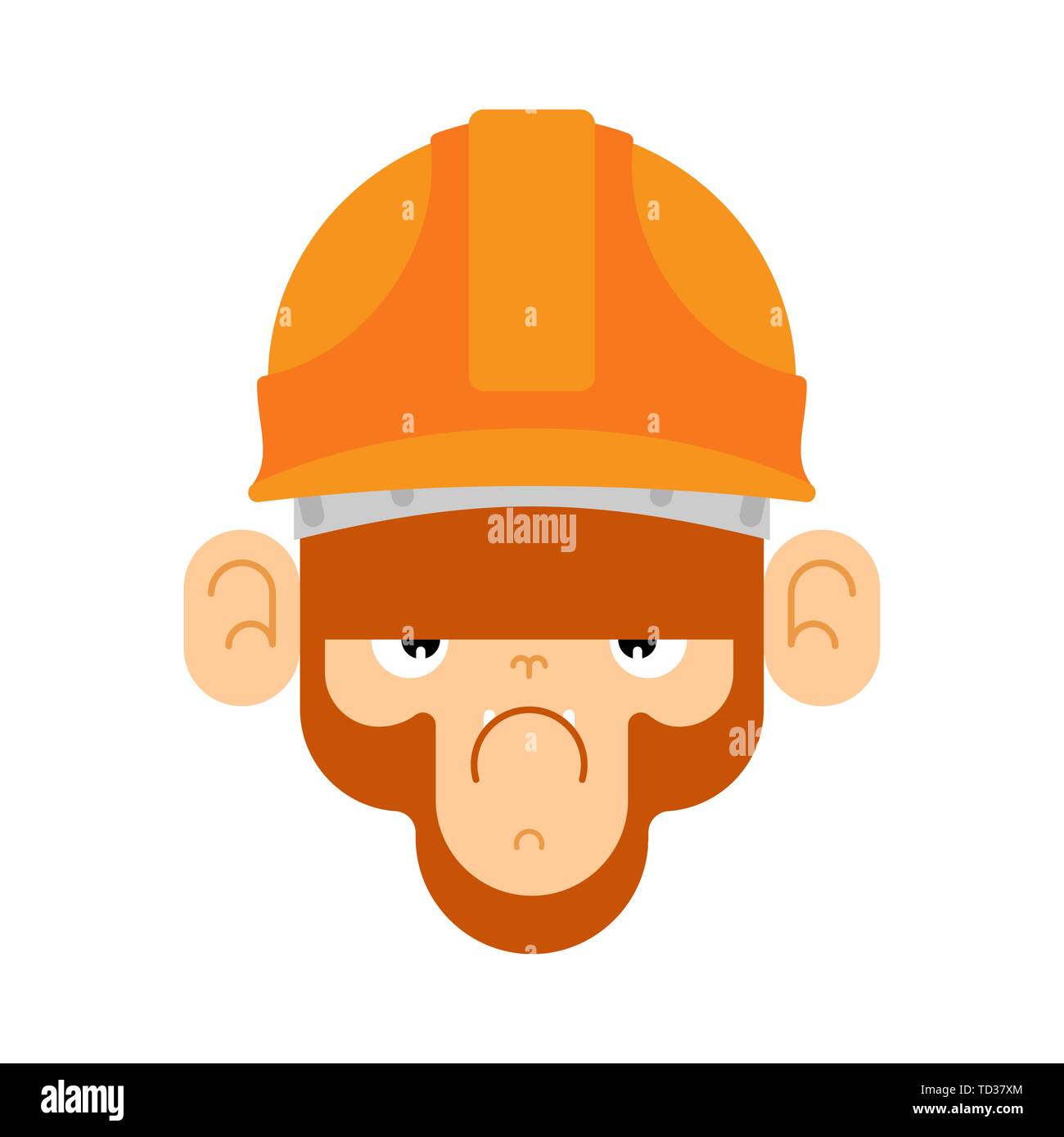 Monkey in construction helmet. marmoset builder. Vector illustration ...