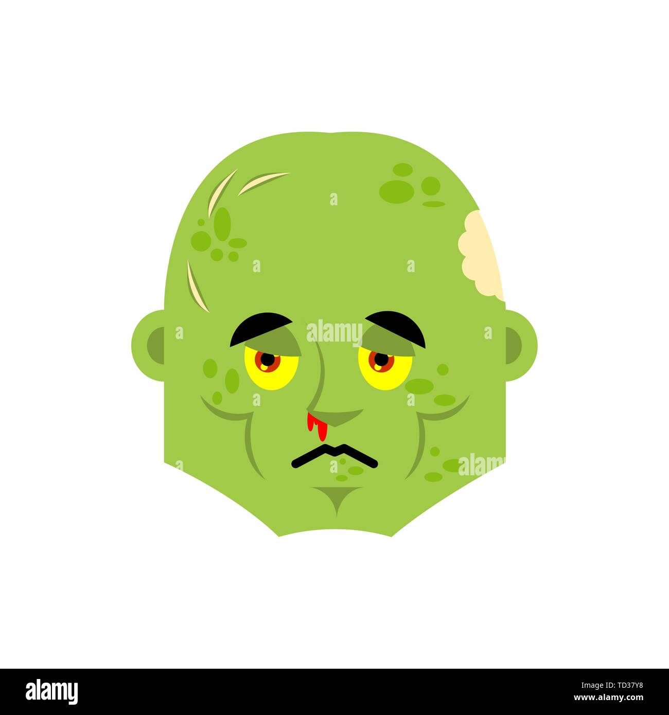 Zombie sad emoji. Living Dead sorrowful emotions avatar. dead man dull ...
