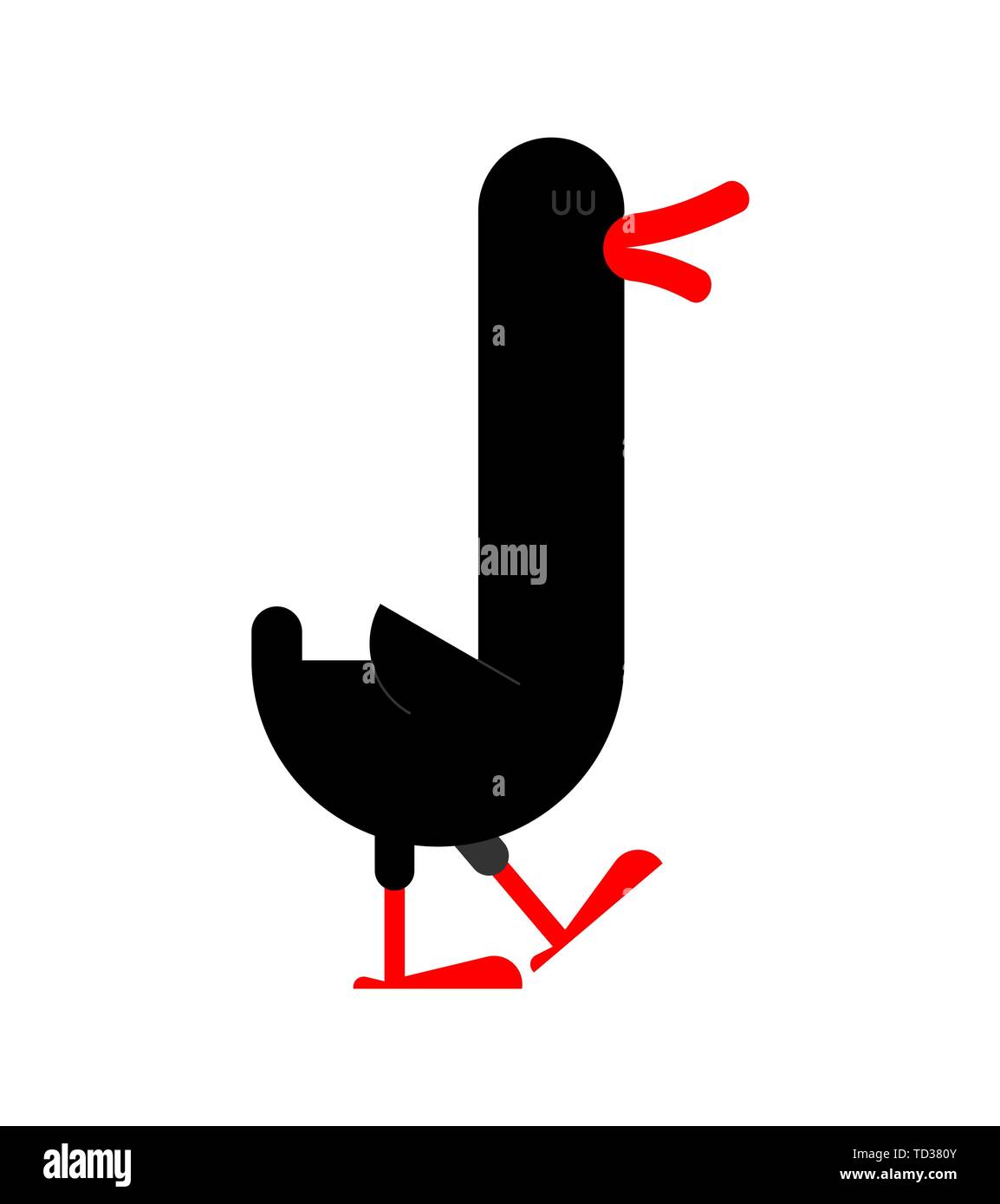 Black goose isolated. long-necked water bird. Vector illustration Stock ...