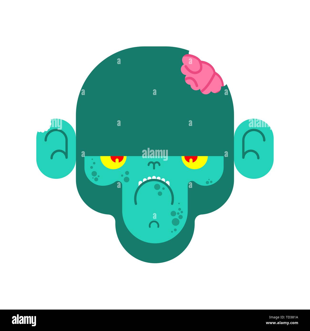 Monkey zombie and brain. Gorilla green Undead. Vector illustration ...