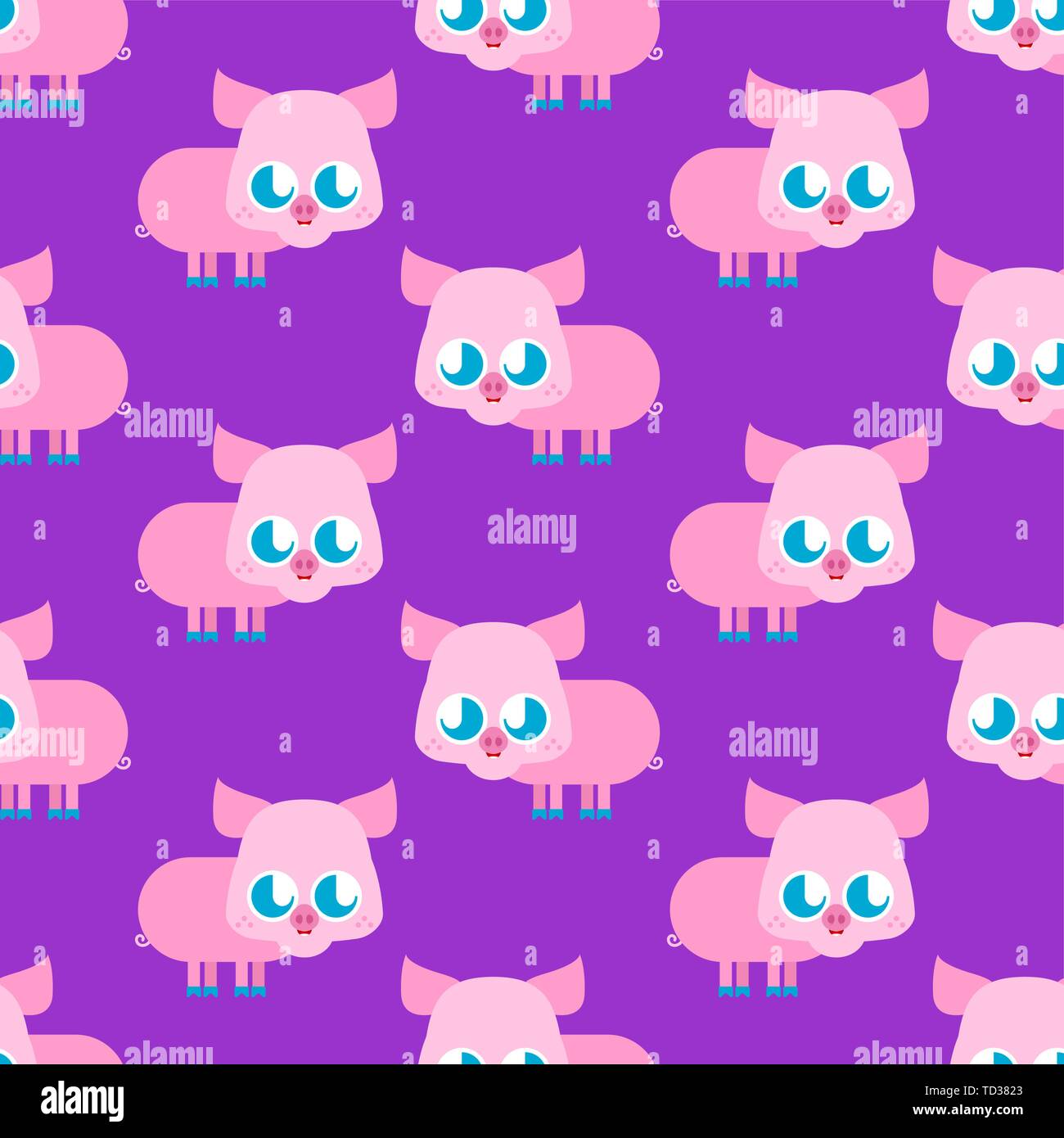 Cute kawaii pig pattern seamless. funny swine background cartoon style ...