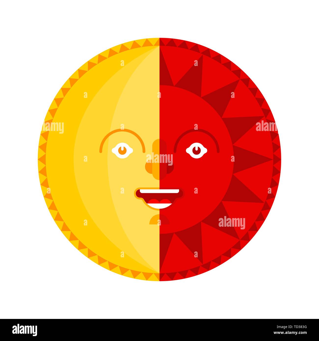Sun and moon face folk symbol isolated. Vector illustration Stock ...