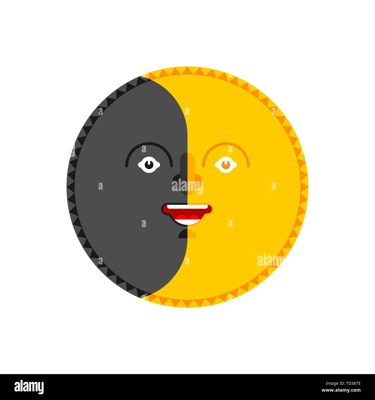 Moon month with face folk symbol isolated. Vector illustration Stock ...