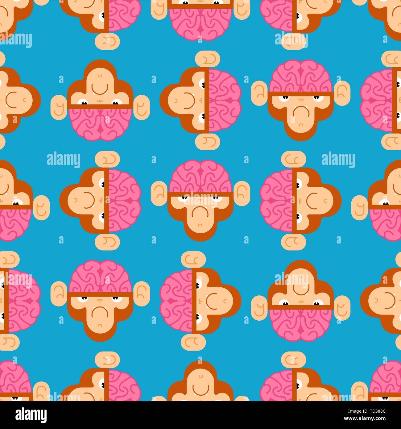 Monkey with brain pattern seamless. Gorilla with brains background. Vector texture Stock Vector ...