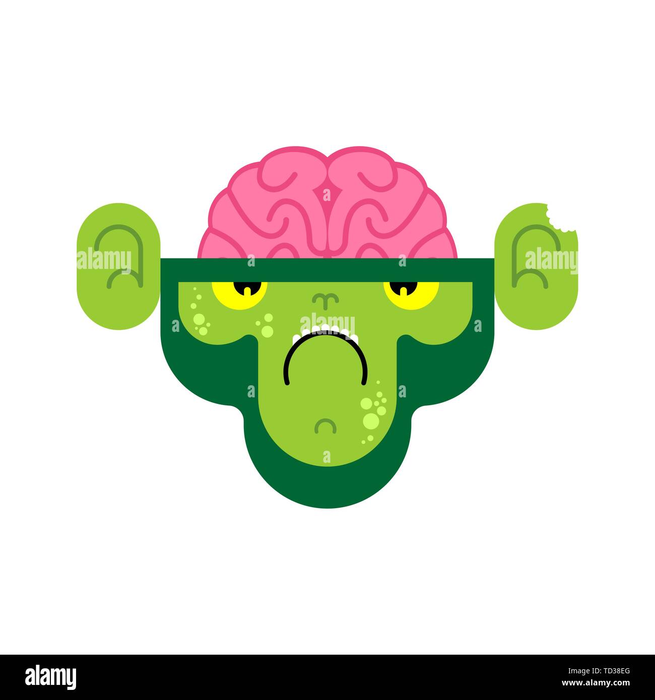 Monkey zombie and brain. Gorilla green Undead. Vector illustration ...
