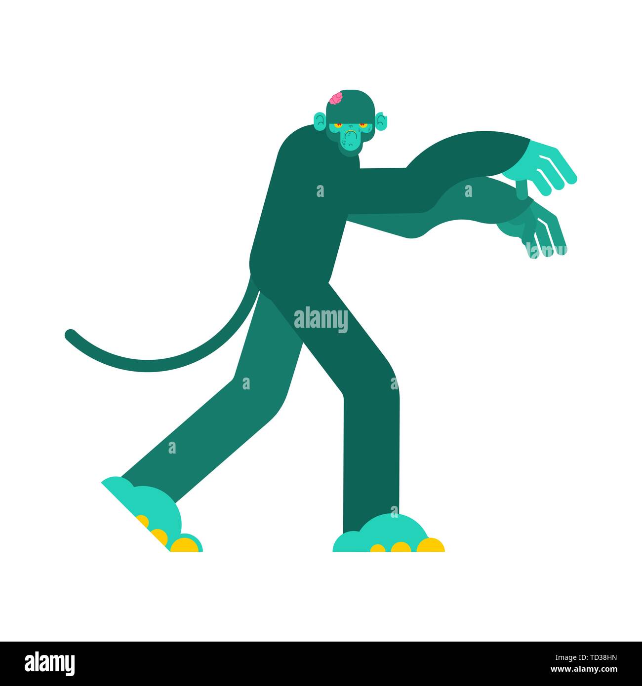 Monkey zombie. Gorilla green Undead. Vector illustration Stock Vector ...