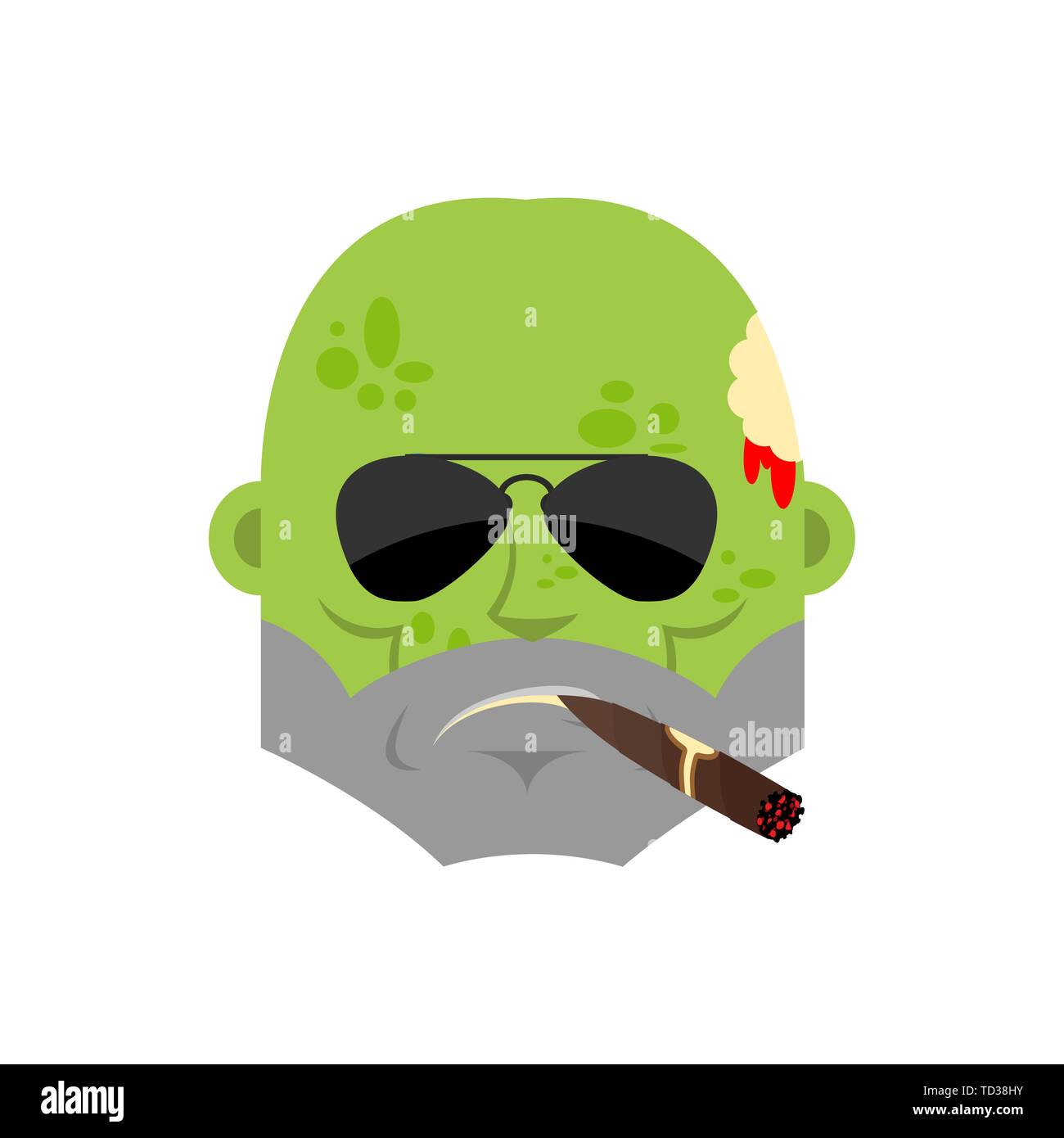 Zombie Cool serious avatar of emotions. Living Dead smoking cigar emoji ...