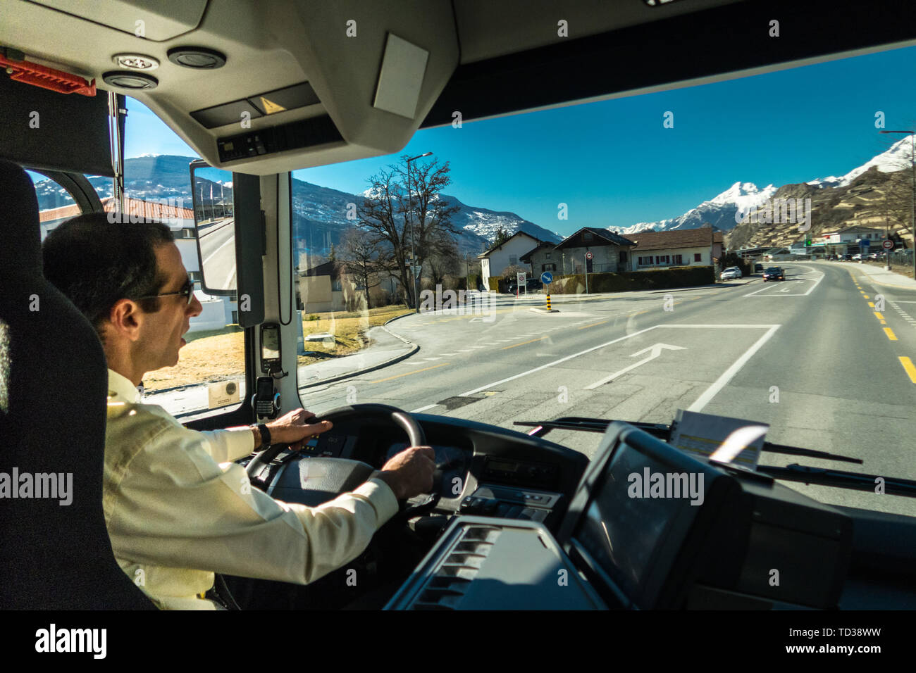 Pictures of a bus driver working Stock Photo - Alamy