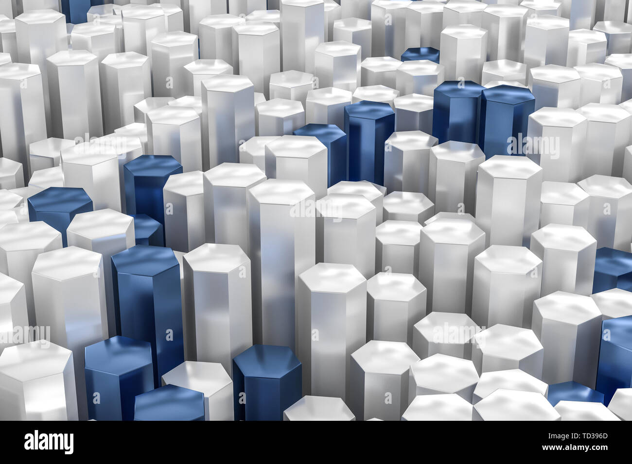 Hexagonal column dispersion, three-dimensional rendering Stock Photo ...