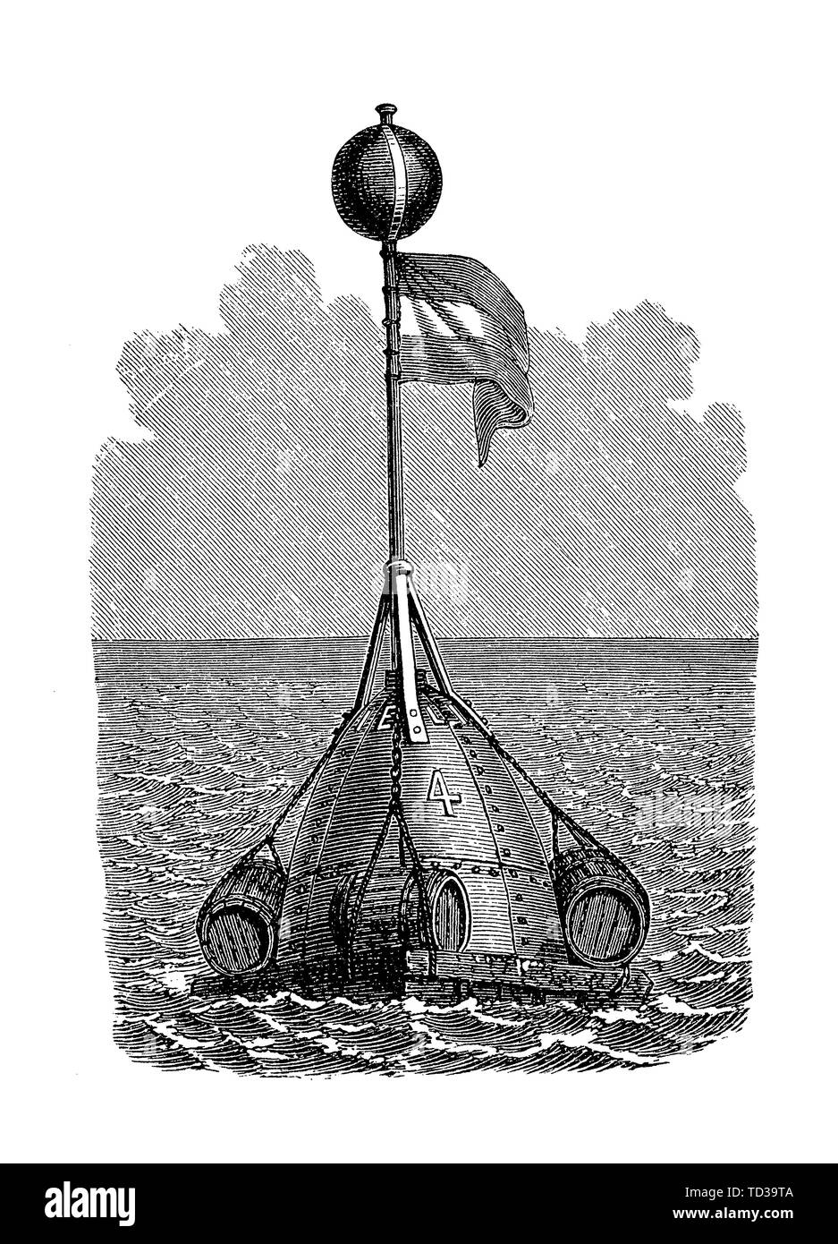 Floating buoy floating with the waves motion, usually signal for ...